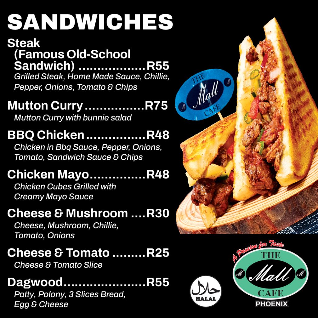 Menu - The Mall Cafe Phoenix