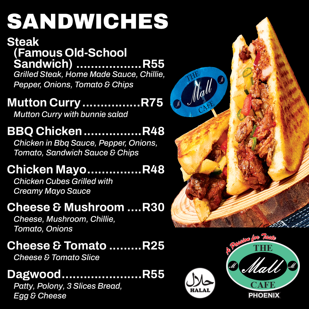 Menu - The Mall Cafe Phoenix