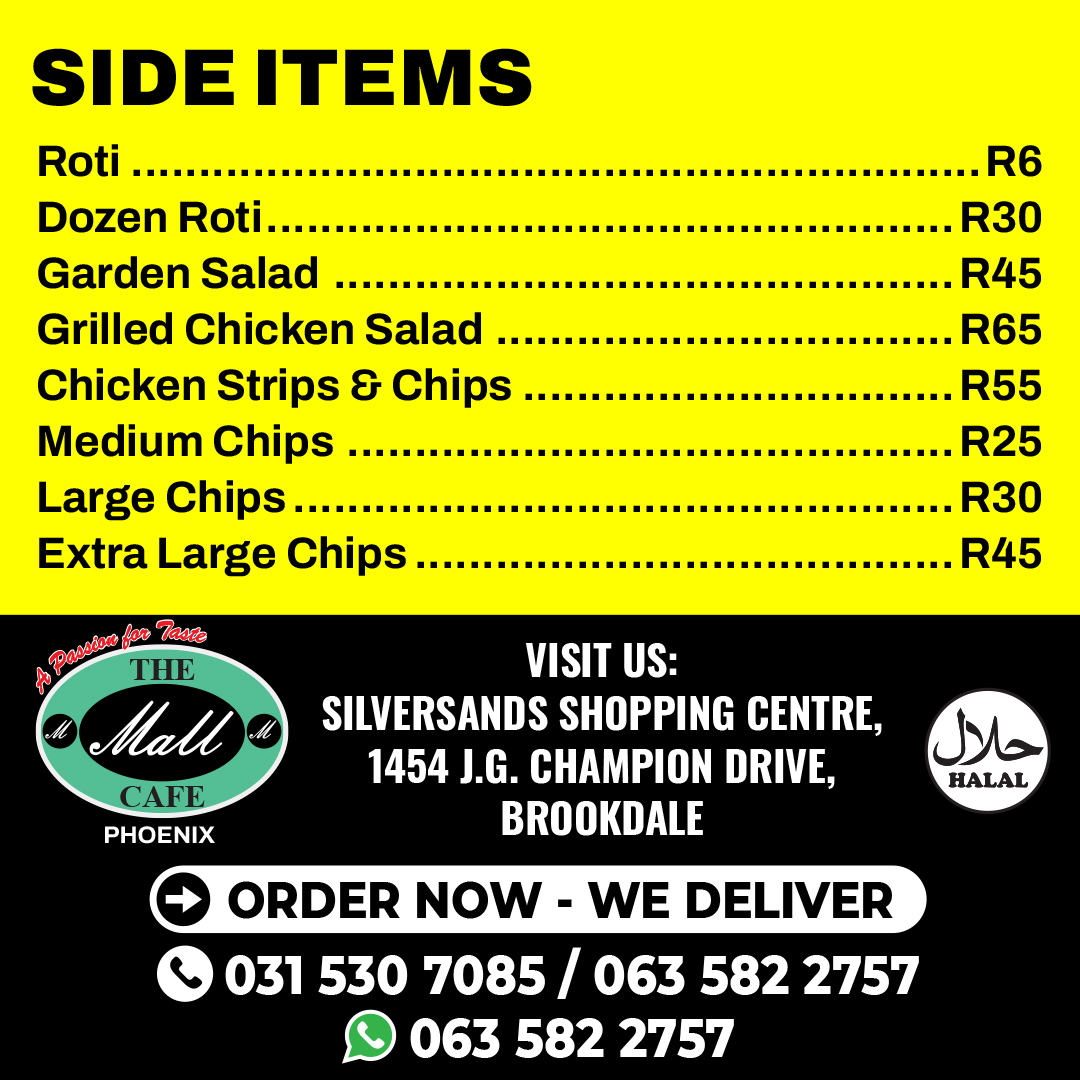 Menu - The Mall Cafe Phoenix