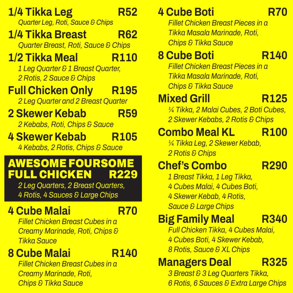 Menu - The Mall Cafe Phoenix